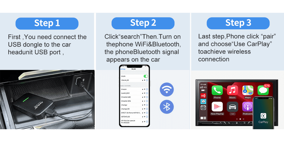 CarlinKit 3.0 Wireless CarPlay Adapter USB for Factory Wired CarPlay ...