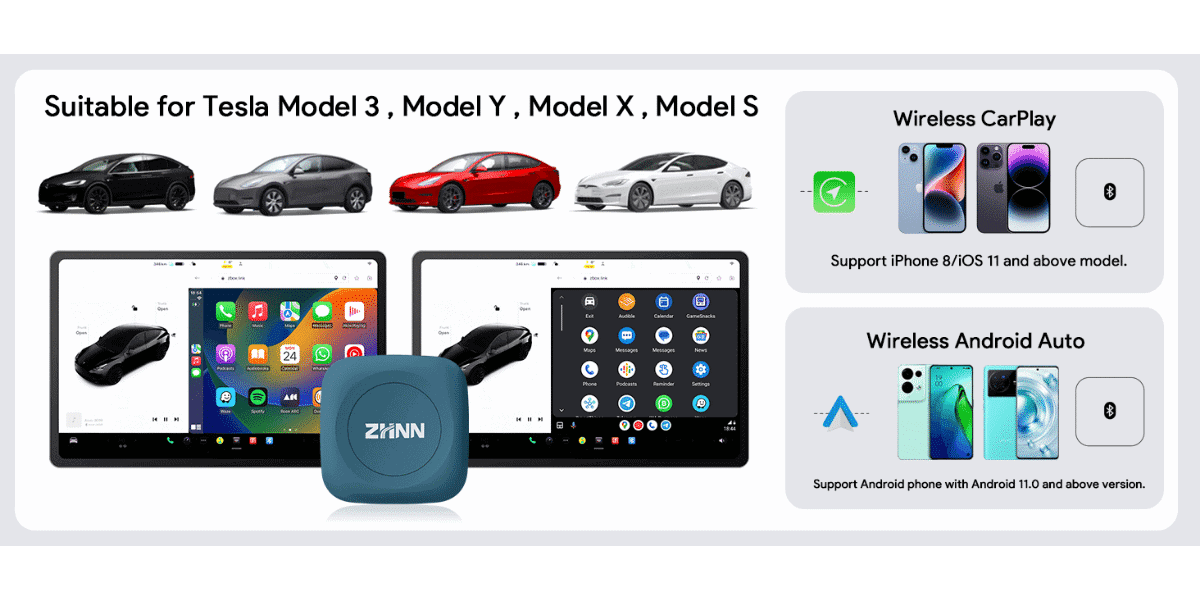 Wireless CarPlay Adapter for Tesla Model 3/Y Cars, Carplay/Android Auto ...