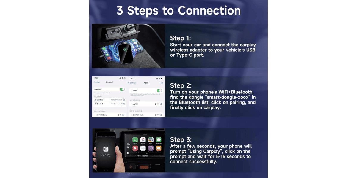 Wireless CarPlay Adapter, Converts Factory Wired CarPlay to Wireless ...