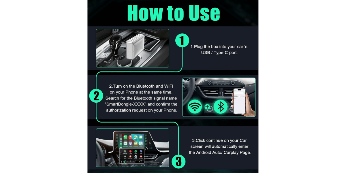 2 in 1 Android Auto Wireless Adapter,Wireless Carplay Adapter for ...