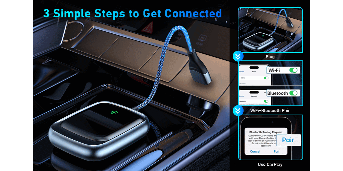Dnin Wireless Carplay Adapter Android Auto Wireless Adapter Converts ...