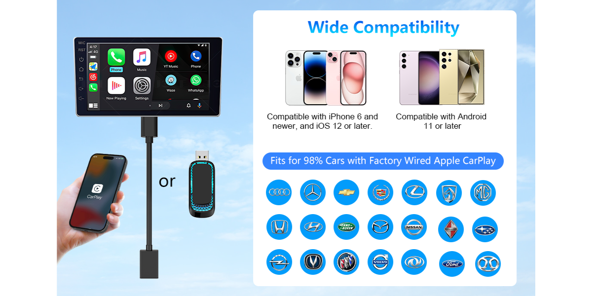 Mtakya Android Auto Wireless Adapter Wireless Carplay Adapter Mini
